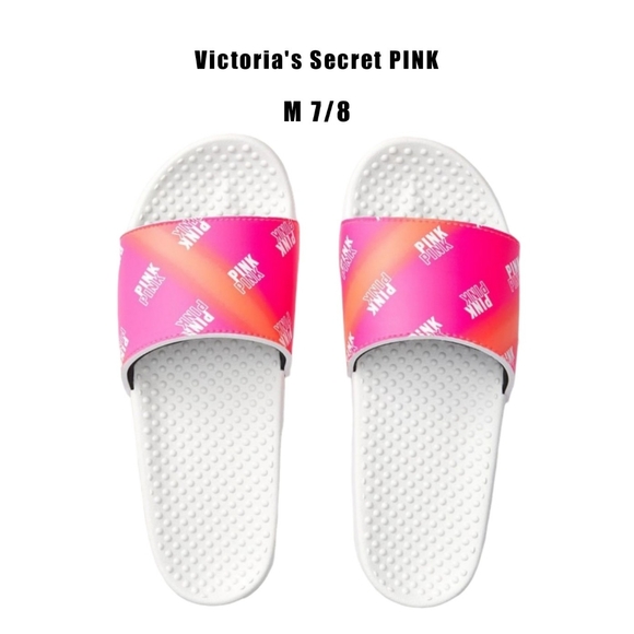 PINK Victoria's Secret | Shoes | Vs Pink Pink Orange Ombre White Logos ...